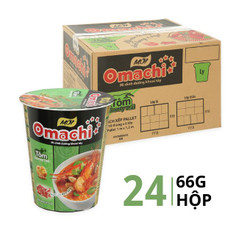 Thùng mì dinh dưỡng khoai tây tôm chua cay Thái Omachi hộp 66g (24 Hộp)