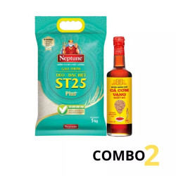 Combo túi gạo Neptune ST25 5kg và nước mắm Làng Chài Xưa 500ml